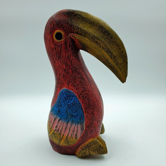 Wood | Accents | Wood Toucan Figurine Wooden Bird Statue Wood Toucan ...